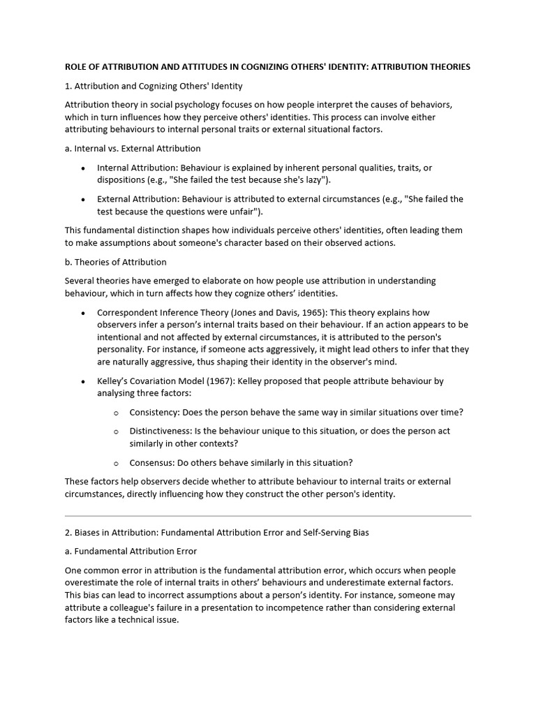 Role of Attribution and Attitudes in Cognizing Others | PDF | Bias ...