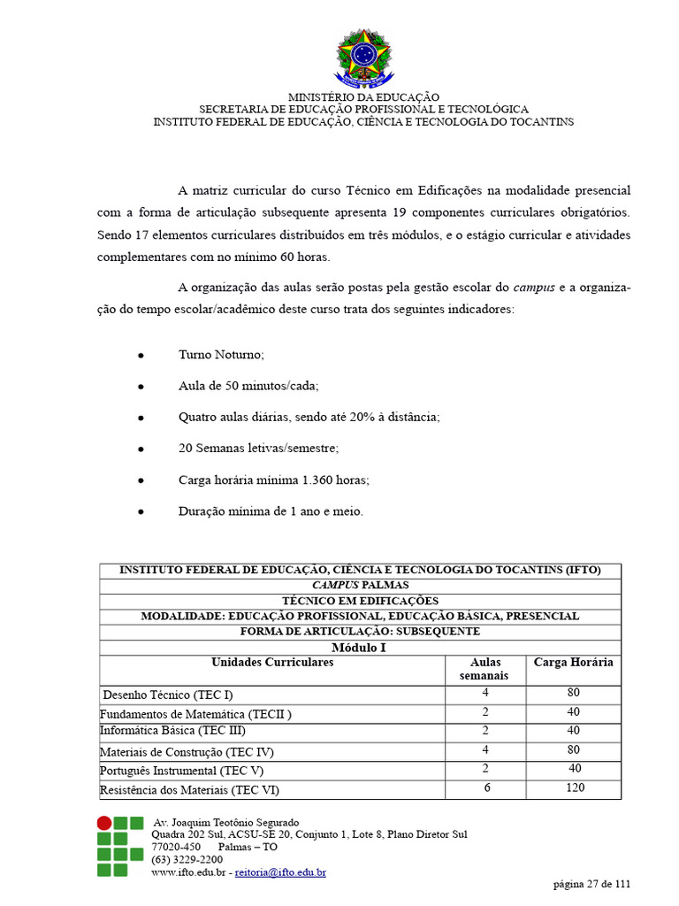 Matriz Curricular Tecnico em Edificacoes | PDF | Desenvolvimento profissional