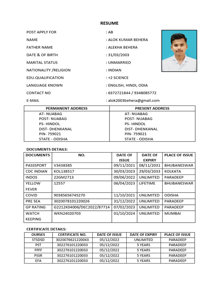RESUME Alok Behera | PDF