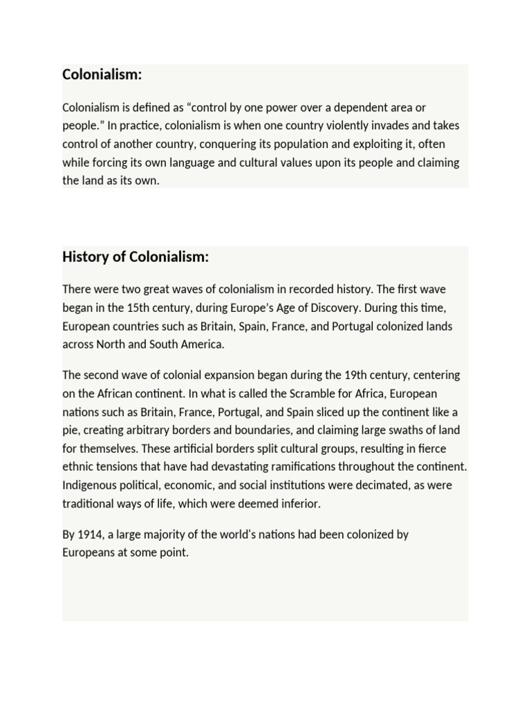 Colonization Detailed | PDF | Colonialism | Indian Rebellion Of 1857