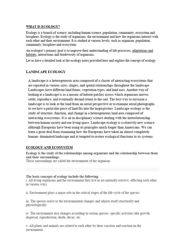 LANDSCAPE ECOLOGY AND ECOSYSTEM | PDF | Ecology | Ecosystem