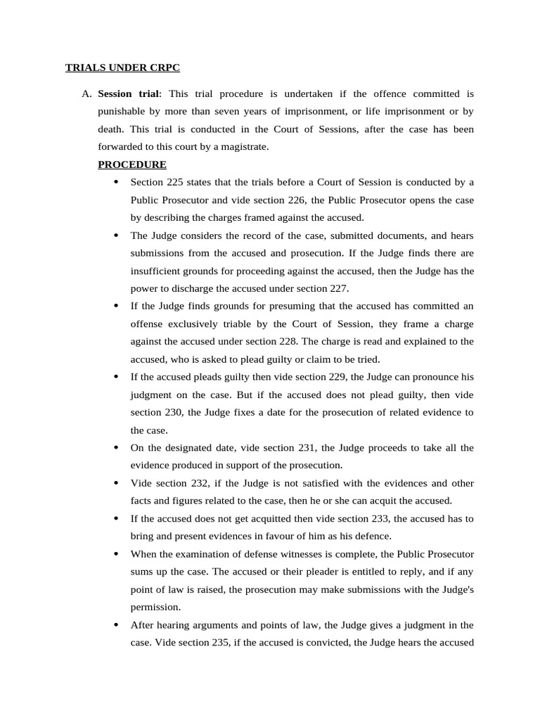 Trials Under Criminal Procedure Code | PDF | Plea | Prosecutor