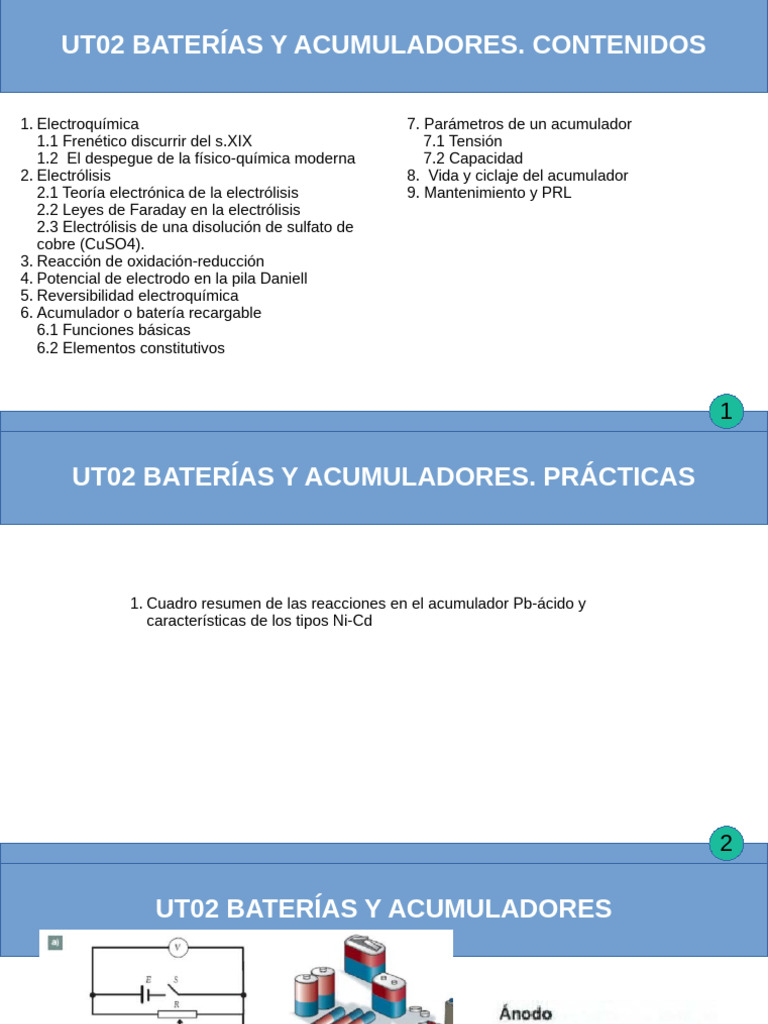 Ut02 Baterías | PDF | Batería recargable | Electroquímica
