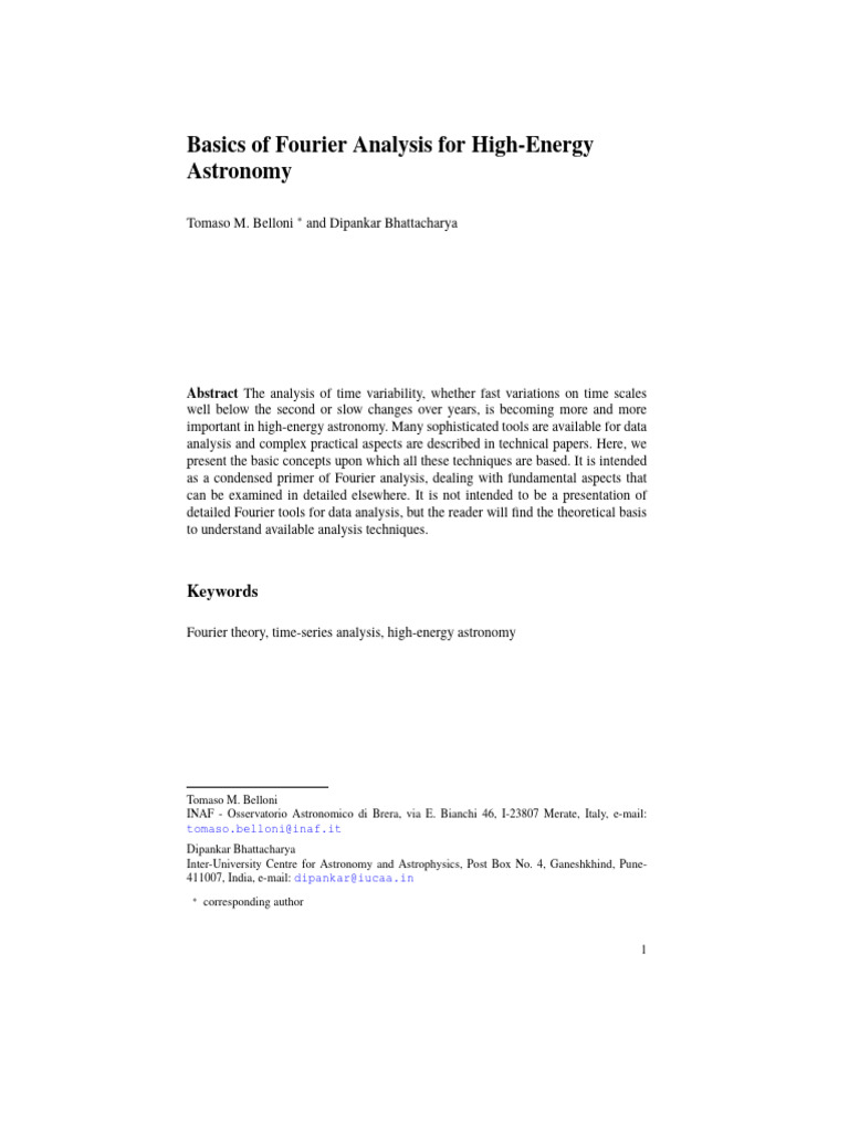 Belloni-2022-Basics-of-fourier-analysis-for-high | PDF | Fourier Transform | Mathematical Analysis