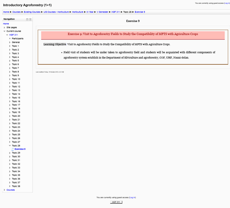 AGF 311 - Exercise 9 | PDF