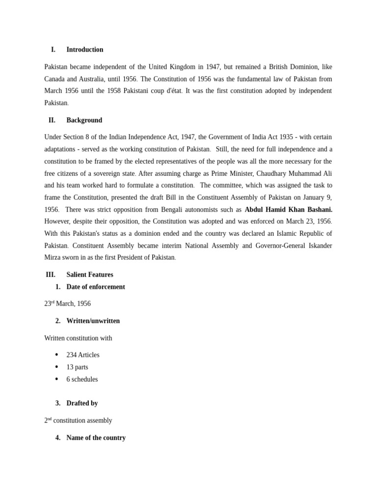 Overview of Pakistan's 1956 Constitution | PDF | Political Science ...