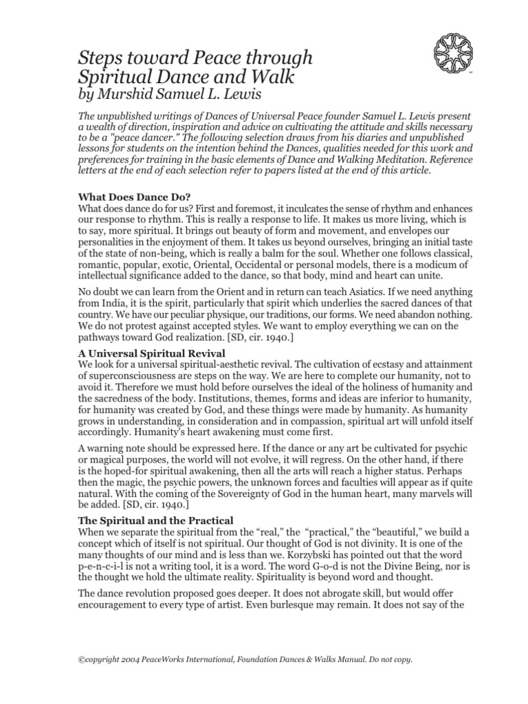 Steps Toward Peace Through Spiritual Dance and Walk | PDF | Dances ...