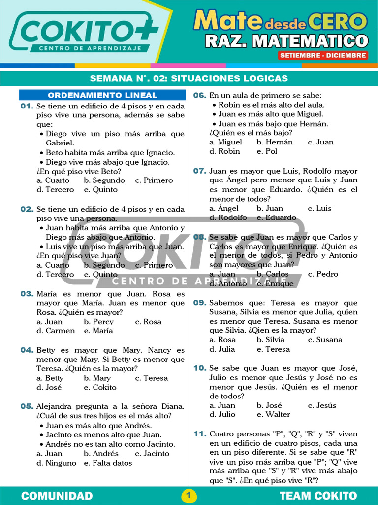 01-RMCERO - Sem02 - Situaciones Logicas | PDF