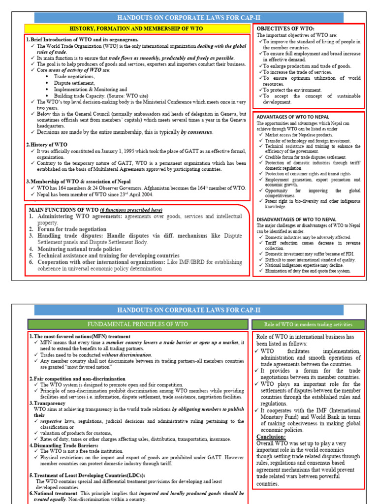 1 Wto | PDF | World Trade Organization | Most Favoured Nation