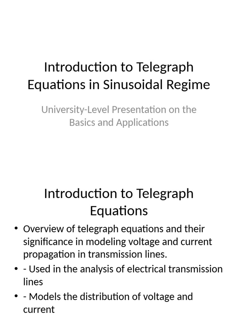 Telegraph Equations Presentation | PDF