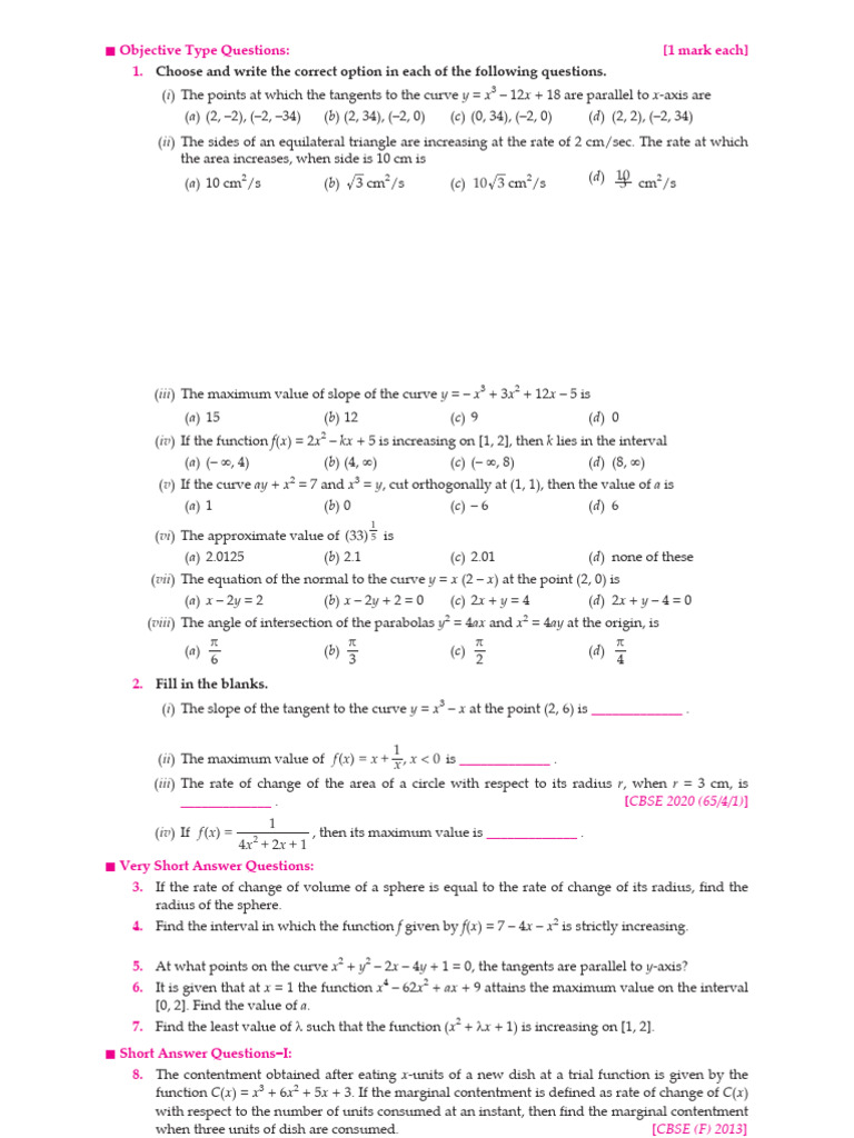 12th-AOD Practice Sums | PDF | Tangent | Area