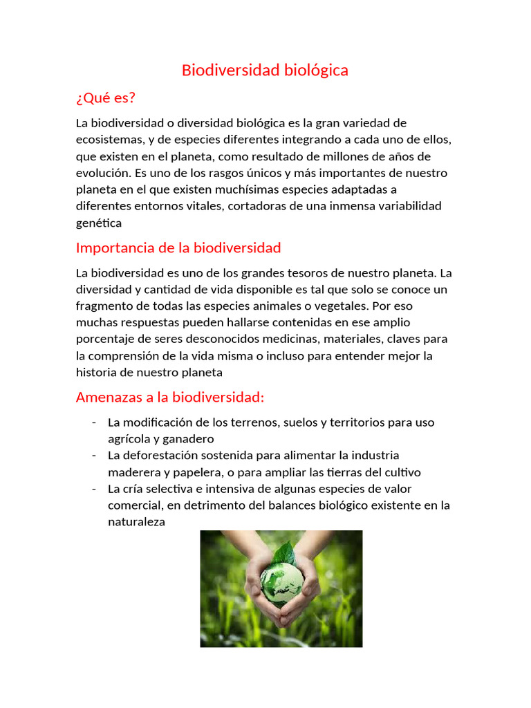 Biodiversidad Biológica | PDF | Salud y bienestar | Ciencia y matemáticas