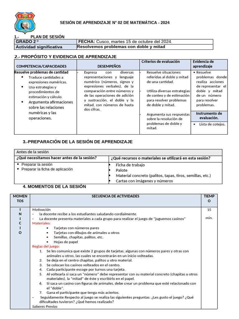 SESIÓN DE APRENDIZAJE N° 7 MAT. | PDF | Plan de estudios | Aprendizaje