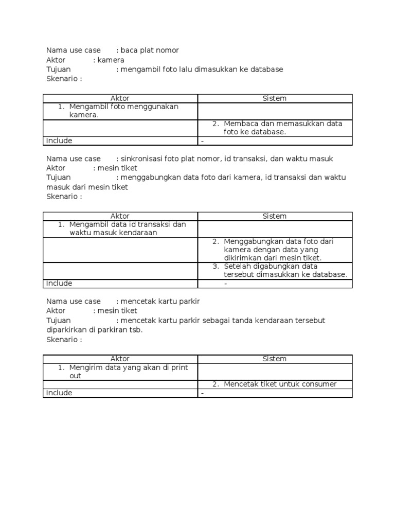 Use Case Parkir | PDF