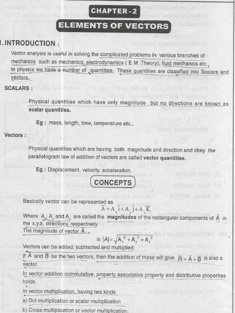 Elements of Vectors | PDF