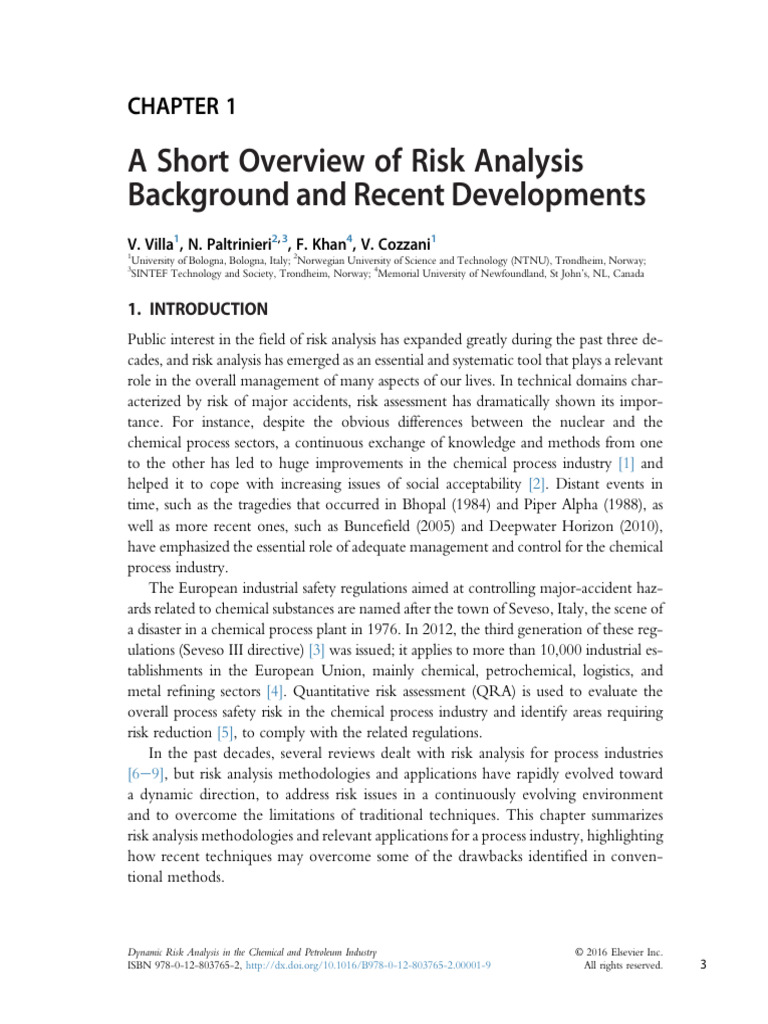 ARTIGO - RISK - A Short Overview of Risk Analysisvilla2016 | PDF | Risk ...