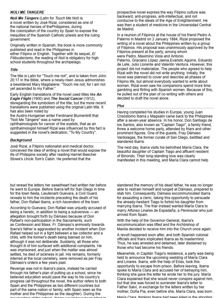 Noli Characters and Plot | PDF