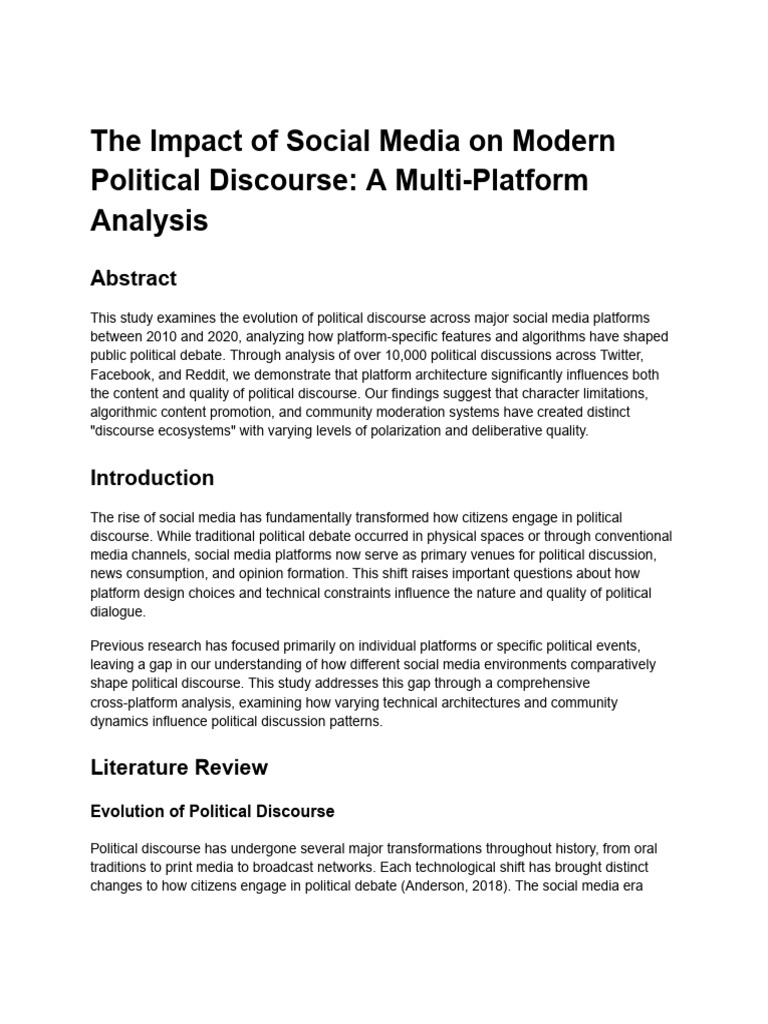 The Impact of Social Media On Modern Political Discourse - A Multi ...