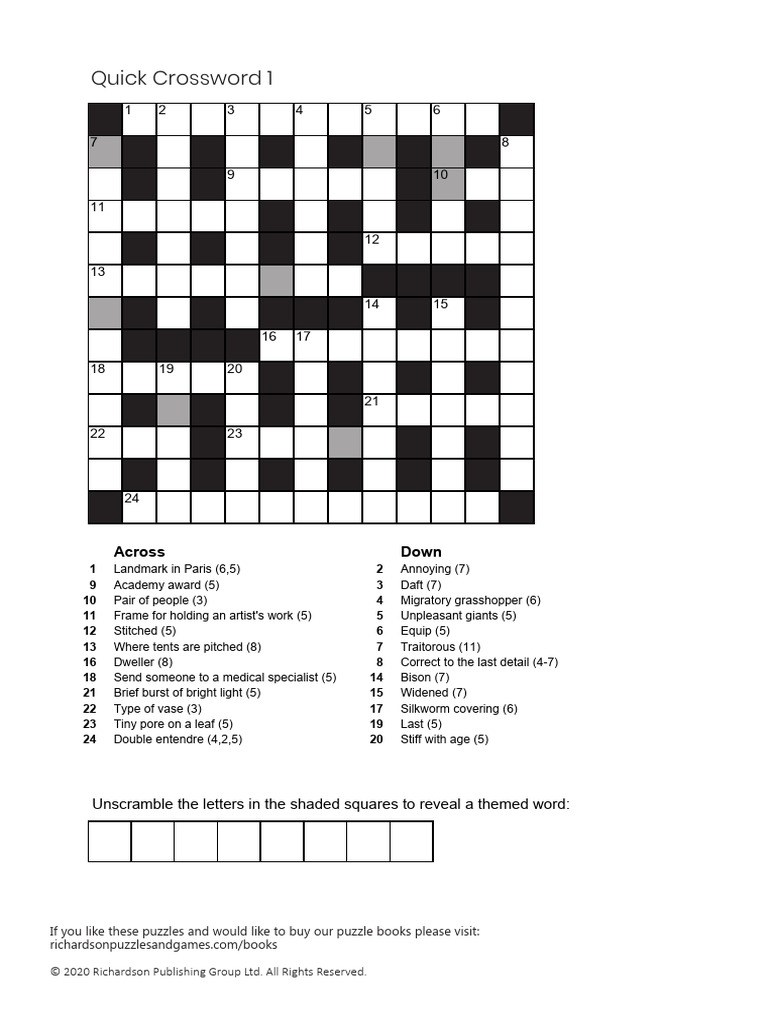 Quick Crossword 1 | PDF
