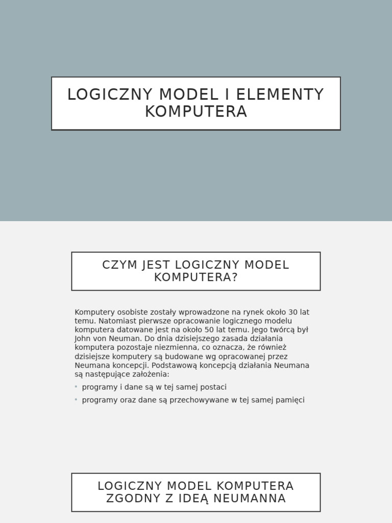 Logiczny Model I Elementy Komputera | PDF