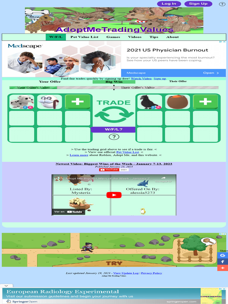 Roblox Adopt Me Trading Values - Win Fair Lose WFL | PDF