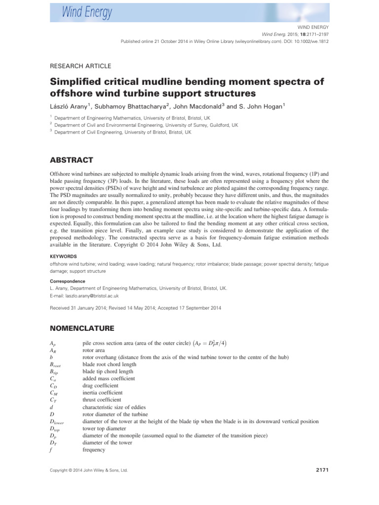 Simplified critical mudline bending moment spectra of offshore wind ... Simplified critical mudline bending moment spectra of offshore wind ...
