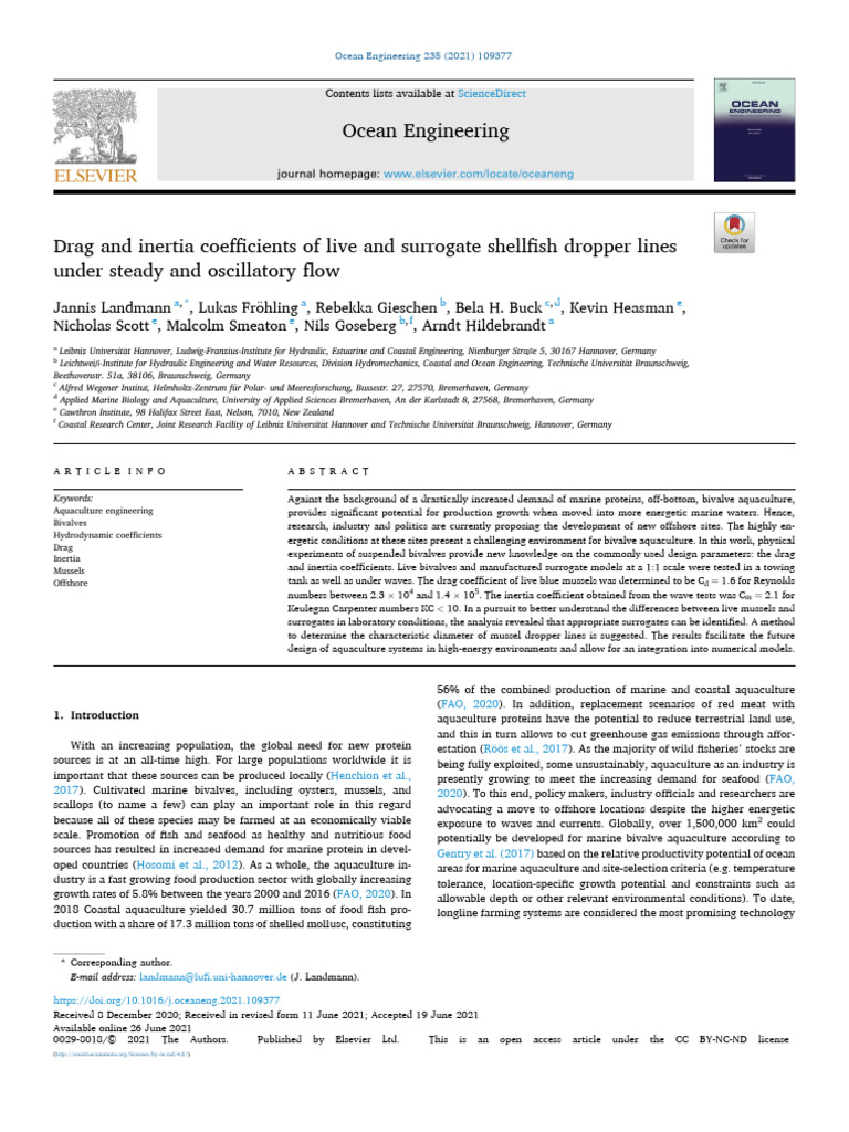 Drag and Inertia Coefficient | PDF | Force | Drag (Physics)