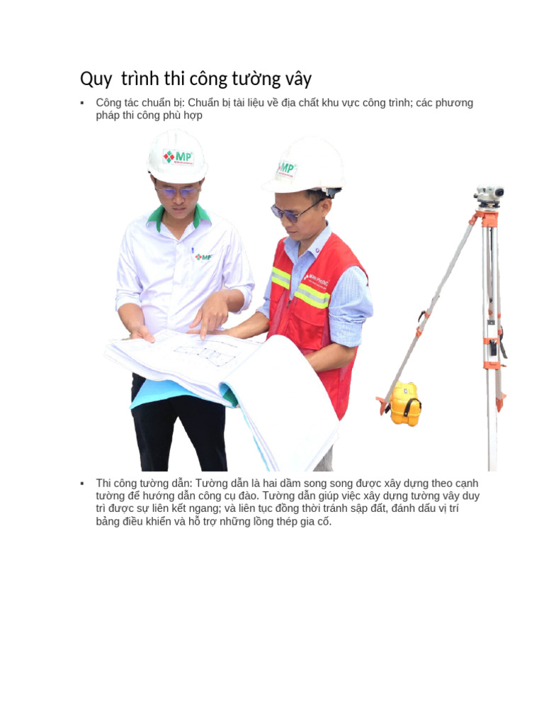 Quy Trình Thi Công Tư NG Vây | PDF