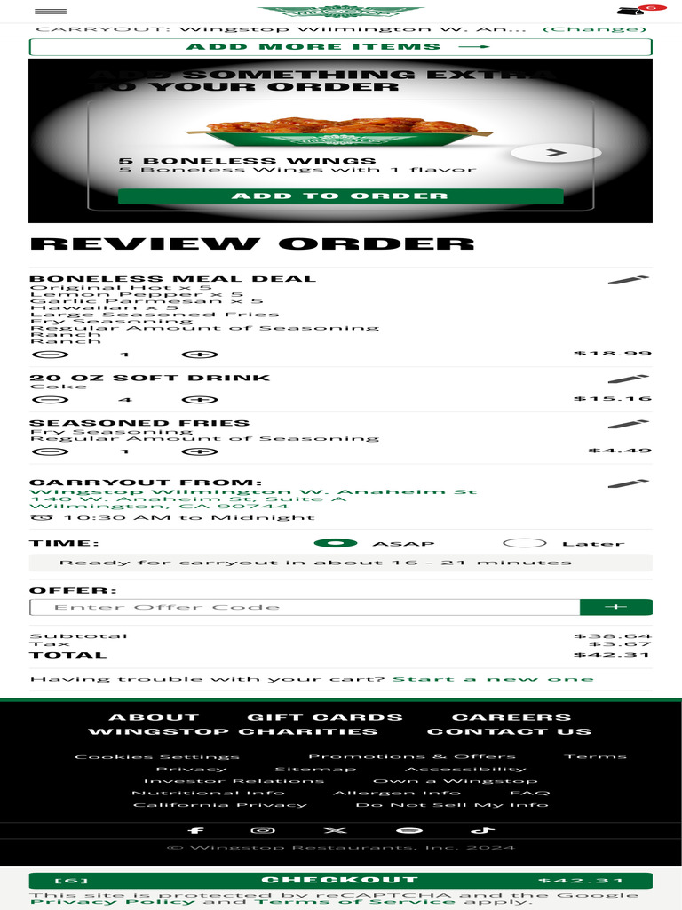 Your Cart Wingstop | PDF
