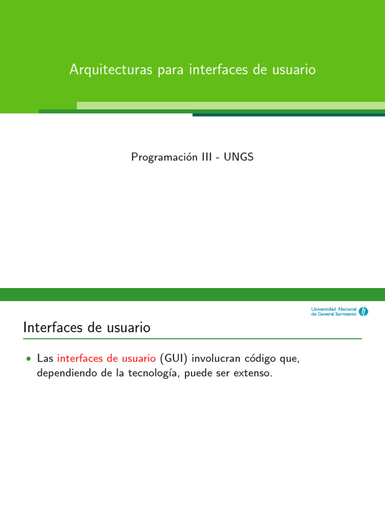 Arquitecturas para Interfaces de Usuario: Programaci On Iii - Ungs | PDF | Interfaces gráficas ...