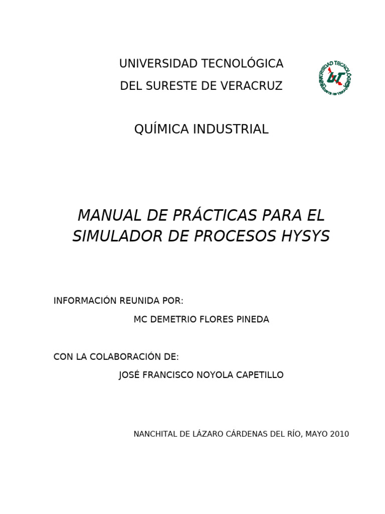 MANUAL HYSYS | PDF | Reactor Quimico | Simulación