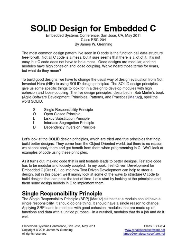 ESC 204paper - Grenning v1r0 | PDF | Object Oriented Programming ...
