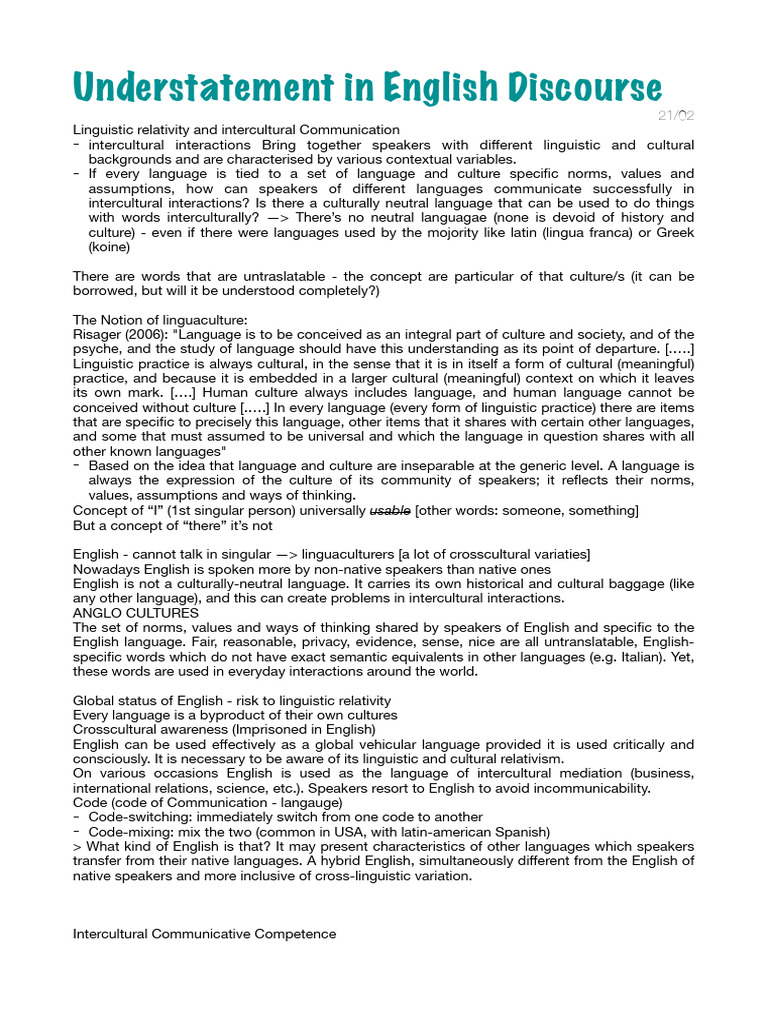 Understatement in English Discourse: Usable | PDF | Linguistics | English Language