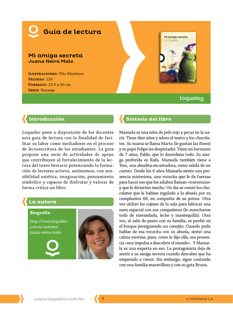 Guía de lectura: Mi amiga secreta | PDF | Ficción general