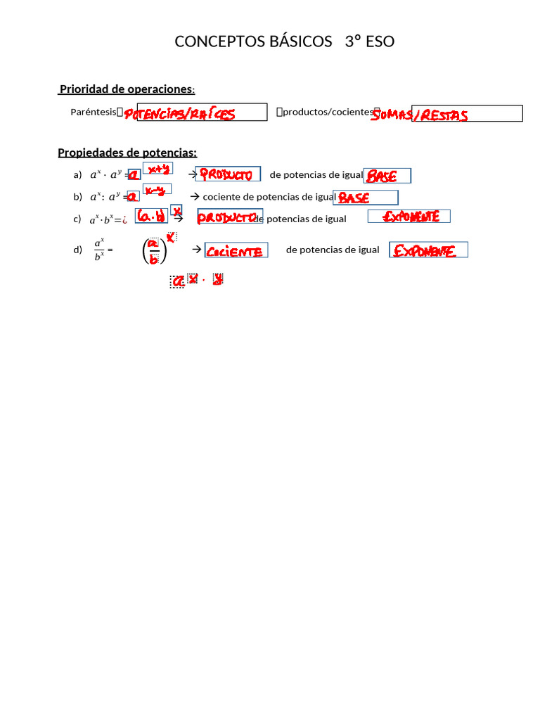 Conceptos Básicos 3º Eso-1 | PDF | Exponenciación | Multiplicación