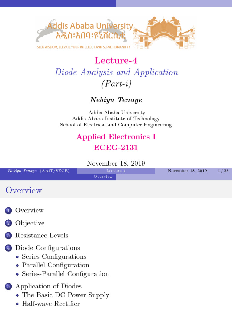 AE.1 Lecture 4 | PDF | Diode | Electrical Resistance And Conductance