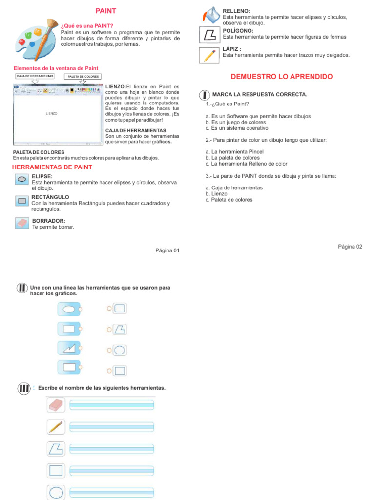 Tema y Práctica de Paint 2do de Primaria | PDF | Software | Informática