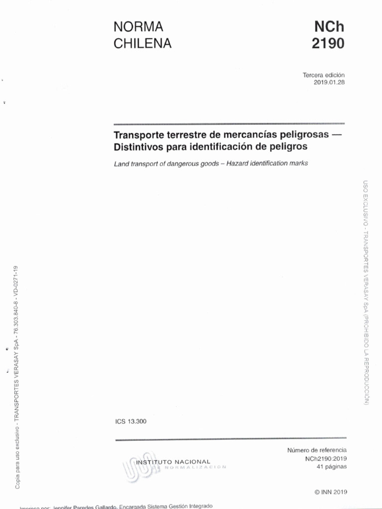 Norma Chilena 2190-2019 | PDF