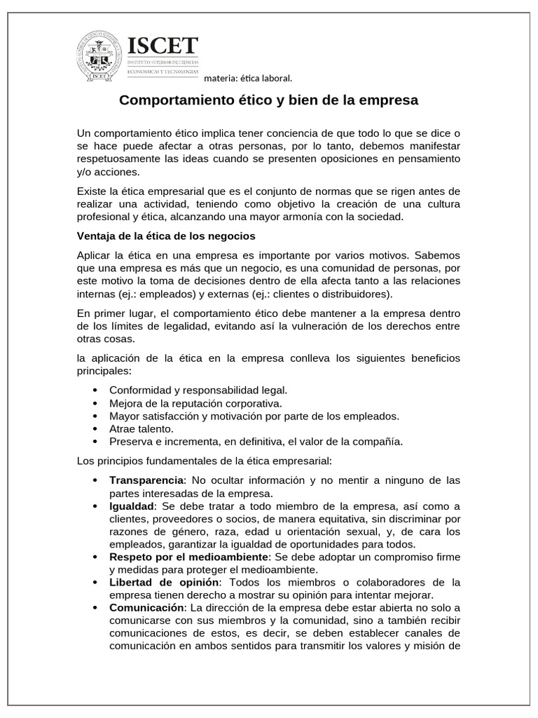 etica laboral | PDF | Business | Comportamiento