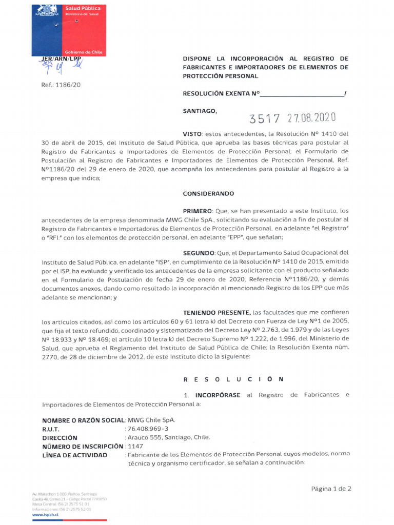 Registro ISP 1 - NFPA 2112 - Matrix World Group | PDF