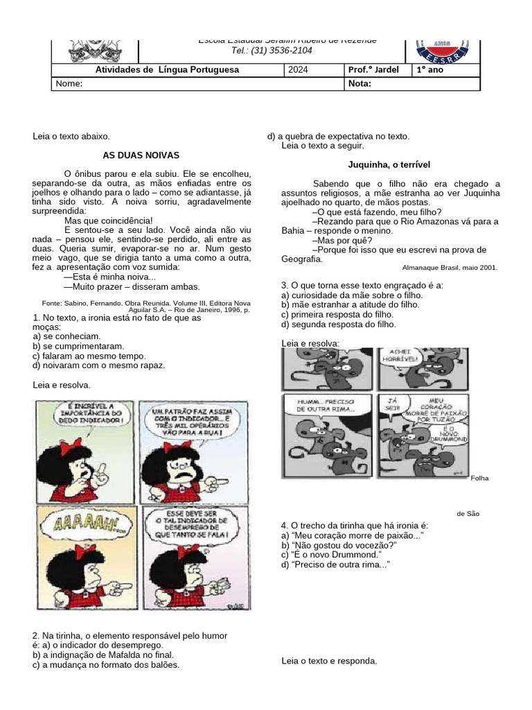 Efeitos de Sentido - Tirinhas | PDF