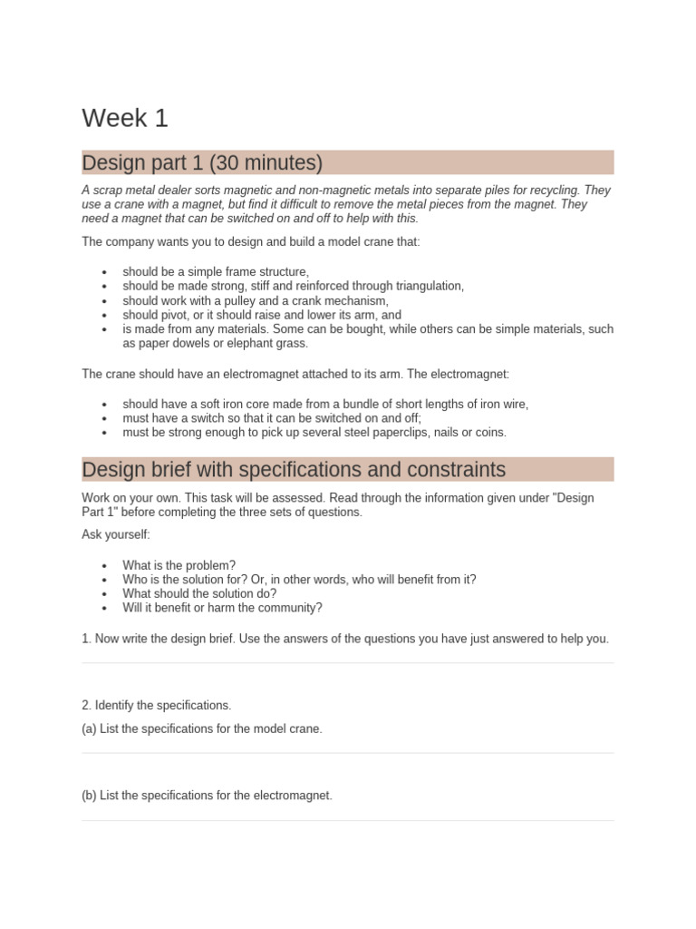 Term 3 Technology Step by Step Pat Project | PDF | Crane (Machine) | Length