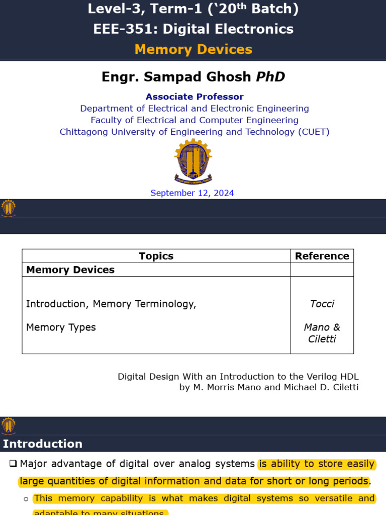 EEE-351 L3T1 20eee Class-9 | PDF | Computer Data Storage | Random ...