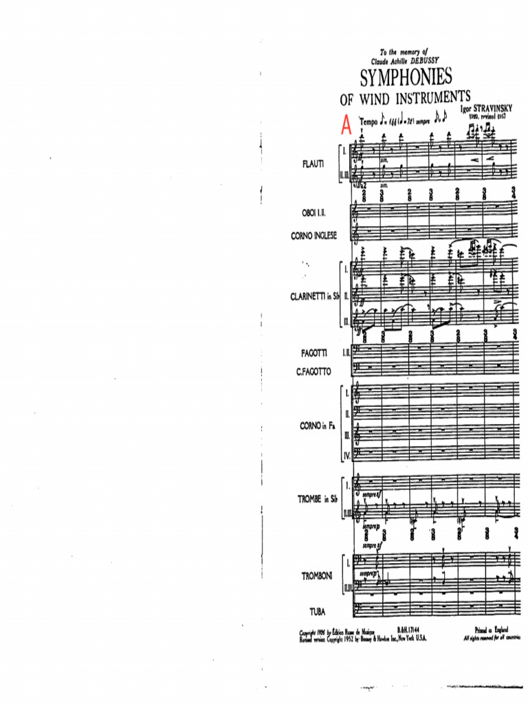 Stravinsky Symphonies of Wind Instruments | PDF