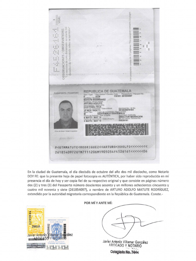 Scan Auténtica de Pasaporte - Arturo Matute | PDF