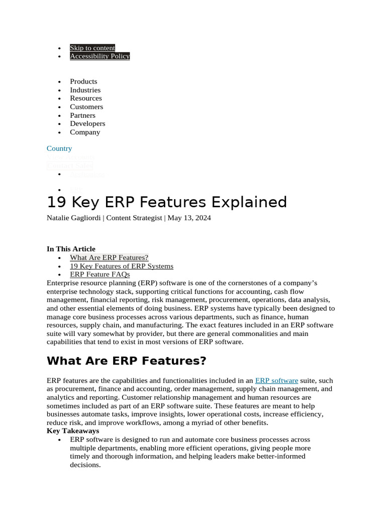 ERP Features | PDF | Enterprise Resource Planning | Cloud Computing