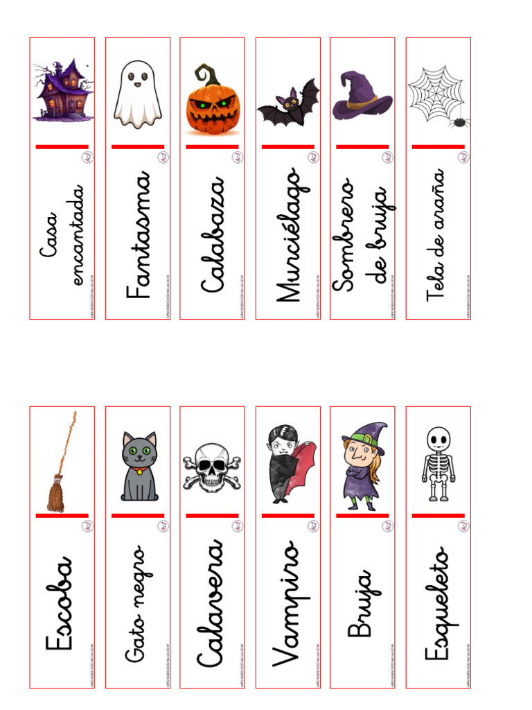 Tarjetas de Vocabulario Halloween | PDF | Novela negra, policíaca y ...