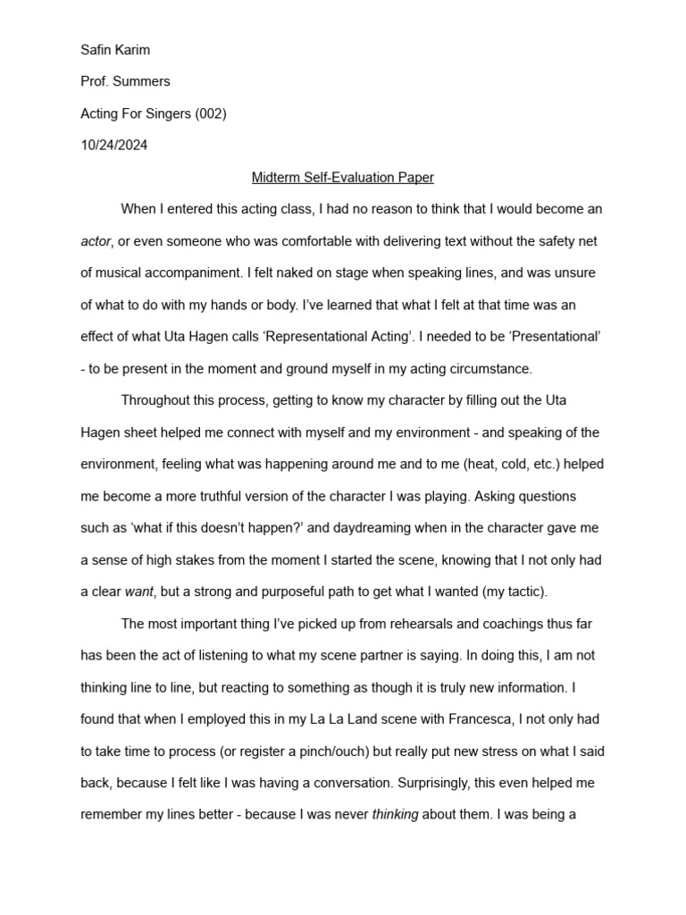 Midterm Self Evaluation Safin Karim Pdf