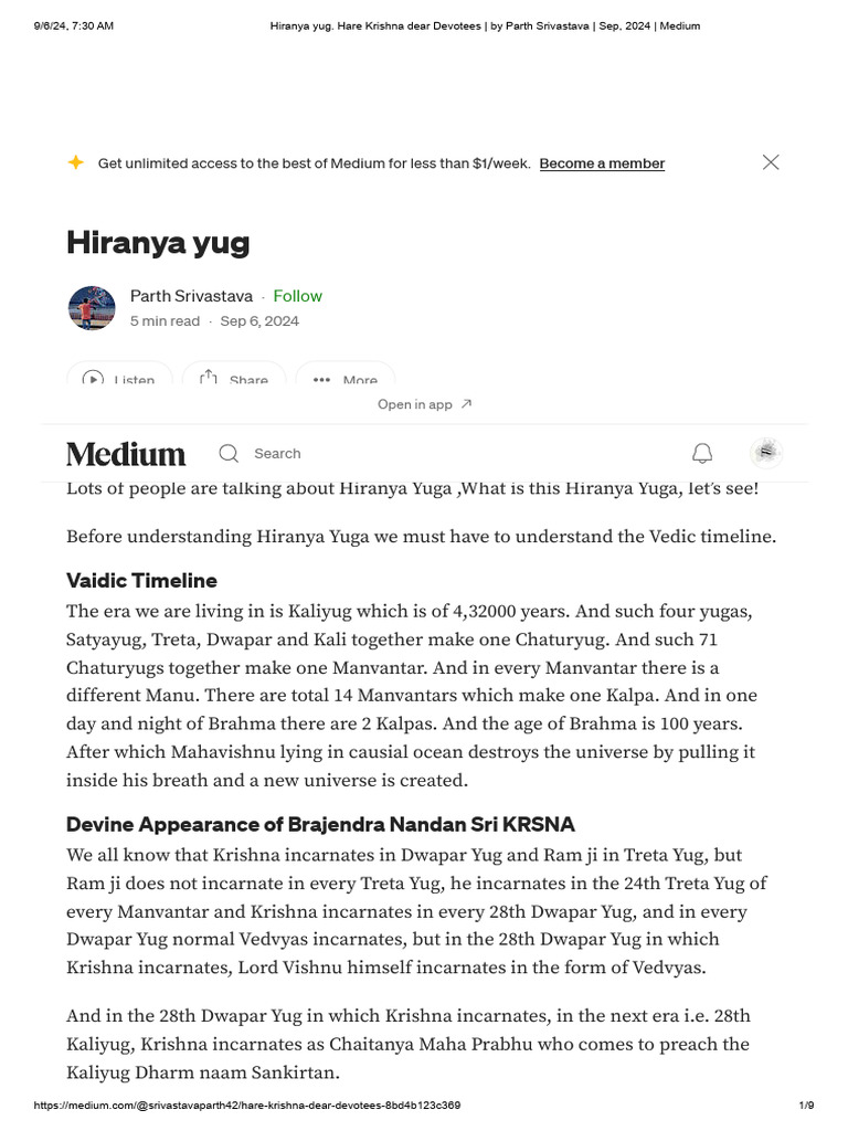 Hiranya Yug. Hare Krishna Dear Devotees - by Parth Srivastava - Sep, 2024 - Medium | PDF ...