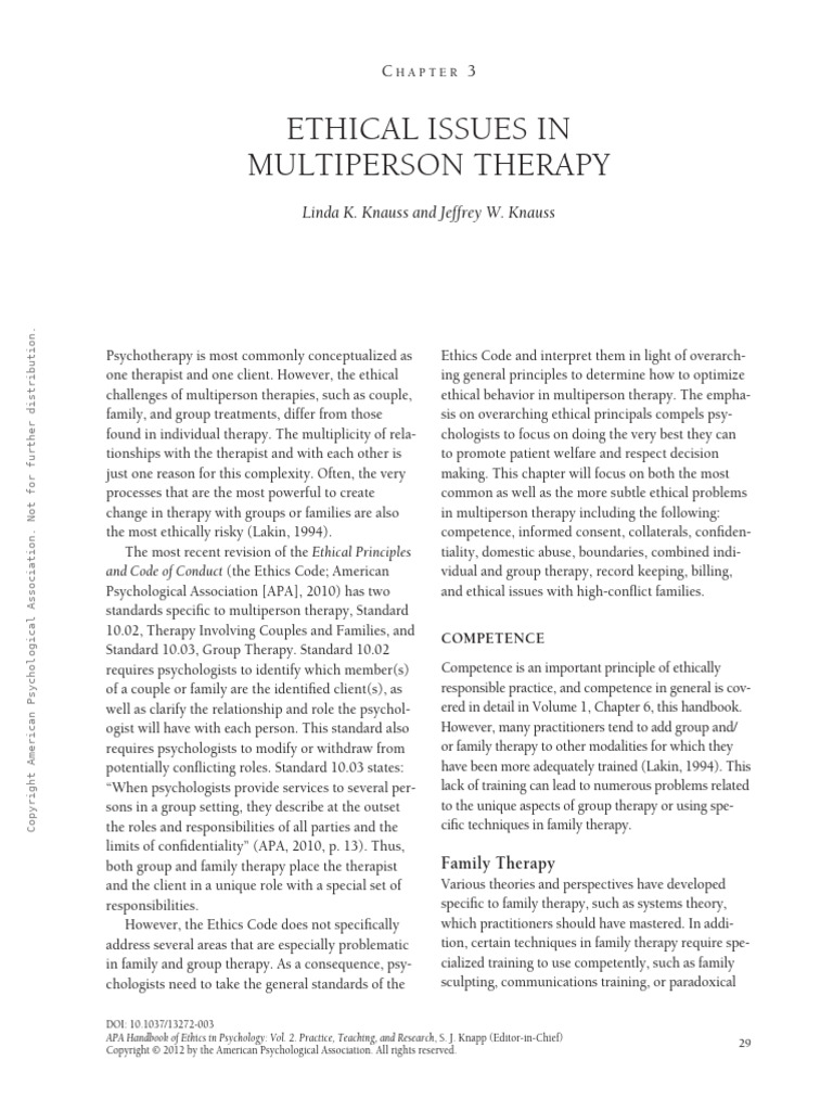 Ethical Issues in Multiperson Therapy | PDF | Psychotherapy | Informed ...